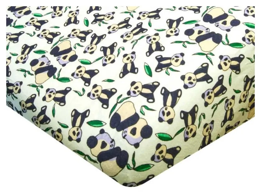 Dětské napínací Jersey prostěradlo 60x120 cm - Panda - bílá
