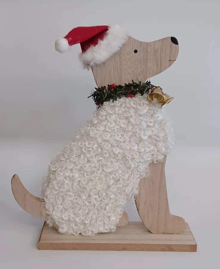 Dřevěná dekorace na stůl pes 21,5 × 26 cm, stojící