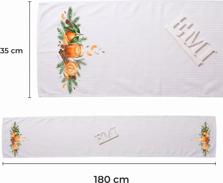 Damaškový ubrus Winter Mandarin 35x180 cm EMI
