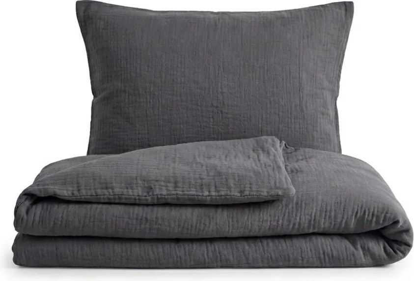 Kvalitex Mušelínové povlečení 140x200, 70x90cm tmavě šedé 1x 220/200, 2x 70/90cm