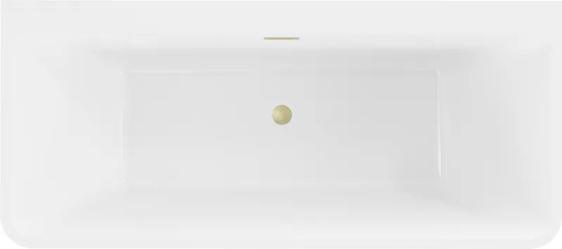 Mexen Volta, volně stojící nástěnná vana 170 x 75 cm, bílá, zlatý matný přepad, 51131707500-55