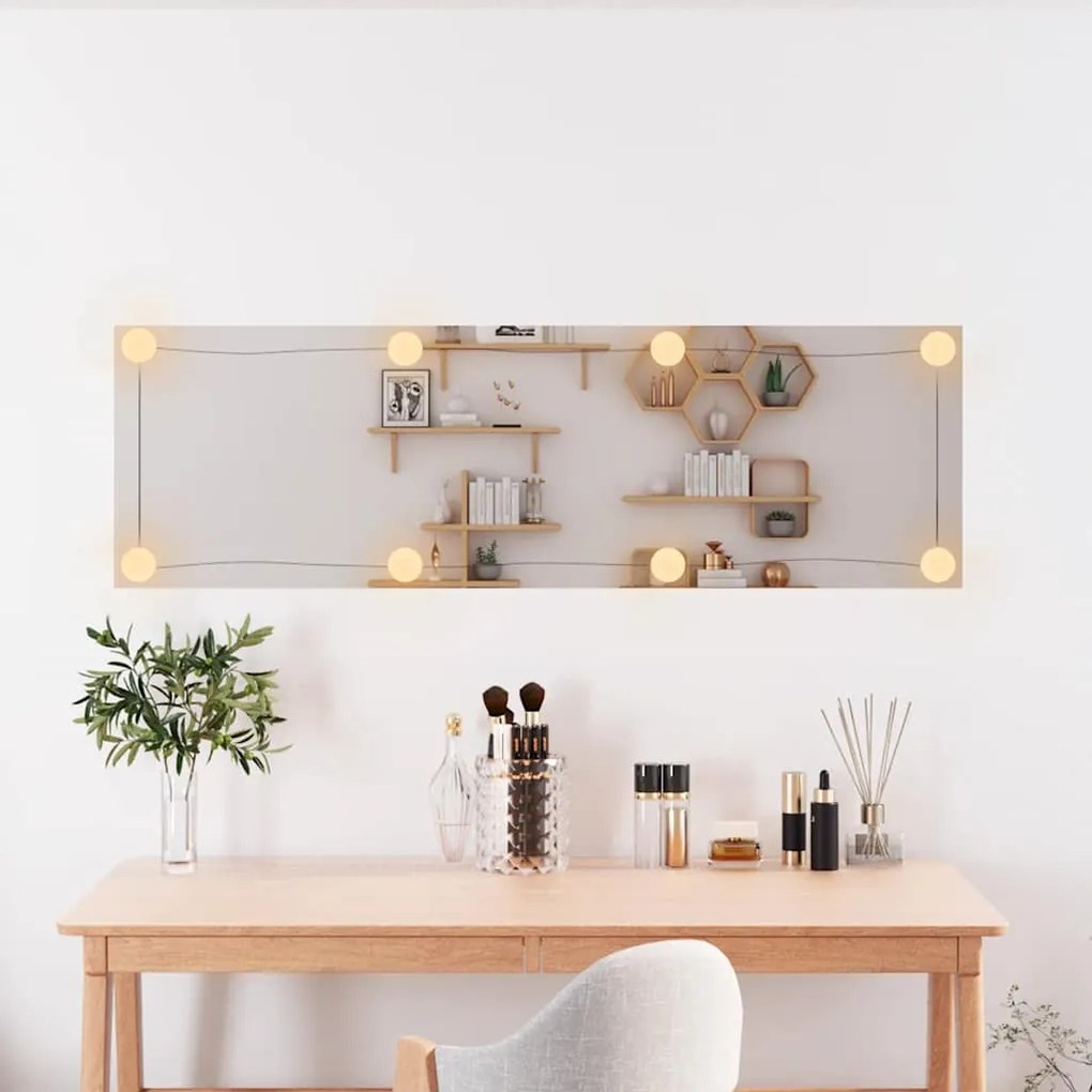Nástěnné zrcadlo s LED osvětlením 30 x 100 cm sklo obdélníkové 3189151