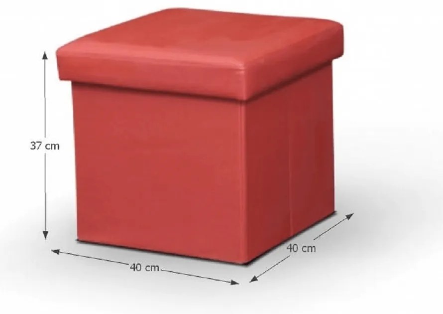 Kondela Skládací taburet, ekokůže červená, TELA NEW