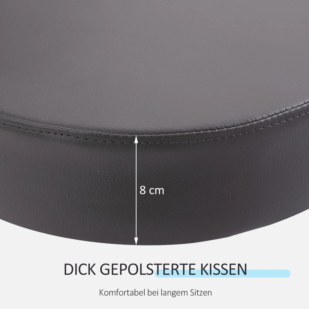 HOMCOM Rolovací stolička Výškově nastavitelná pracovní stolička s opěradlem, otočná salonní stolička z imitace kůže Šedá Ø35 x 72-84 cm pro masáže a …