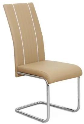 Židle, béžová / bílá + chrom, LESANA