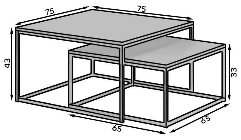 ADRK Konferenční stolek KAMA 2in1 W-B 75, černá/bílá