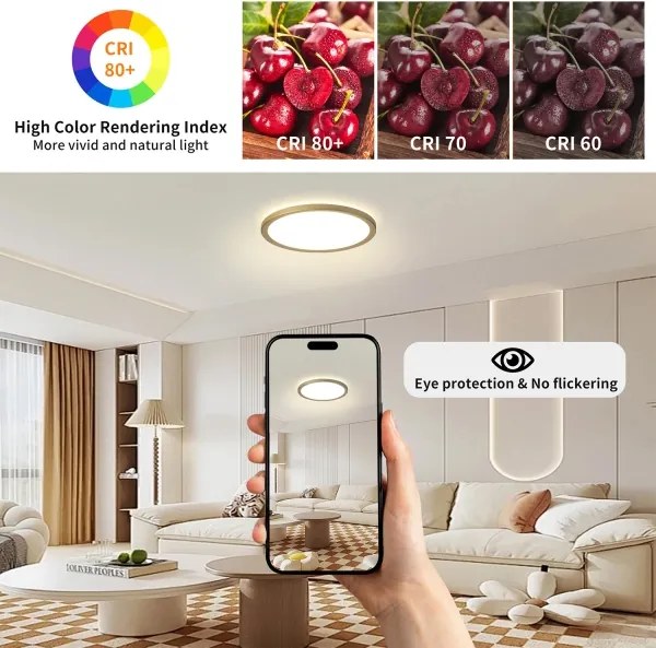 Brilagi - LED Koupelnové svítidlo ULTRA SLIM LED/12W/230V pr. 22,5 cm zlatá IP54