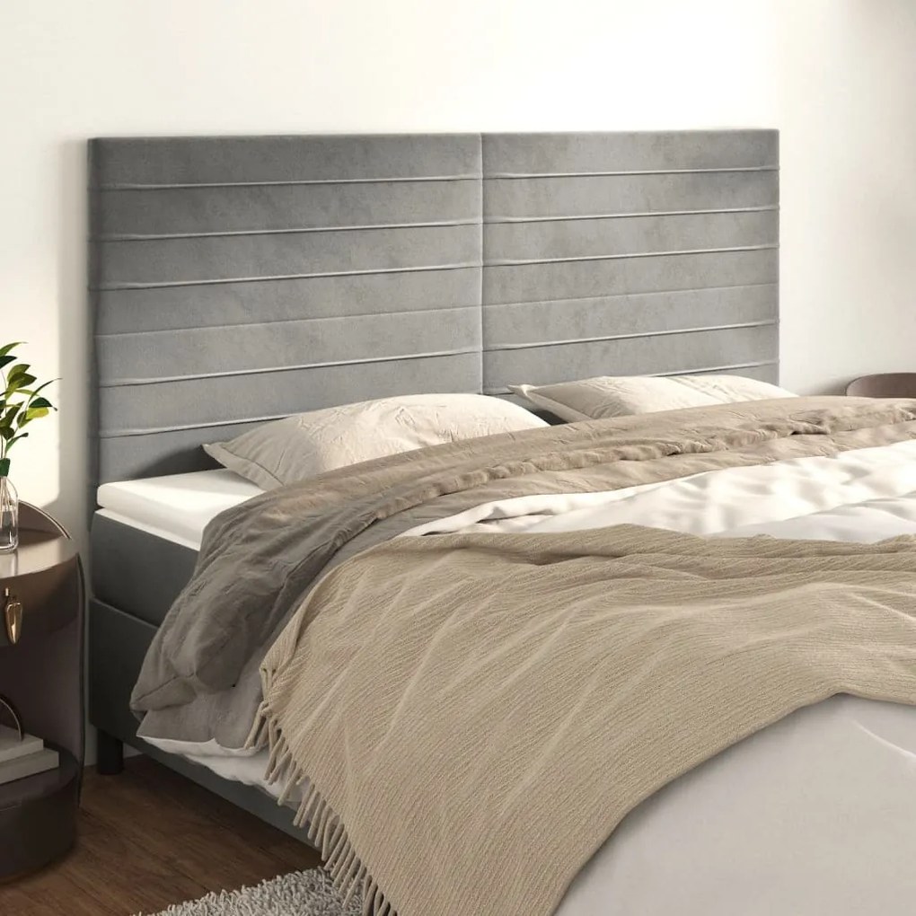Čelo postele světle šedé 160x5x118/128 cm sametové 3116526