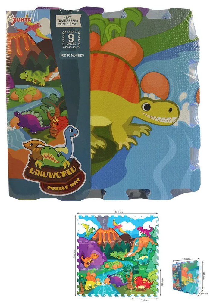 MaDe Puzzle pěnové, dinosauři, 9 ks, 32cmx32cm, 00827