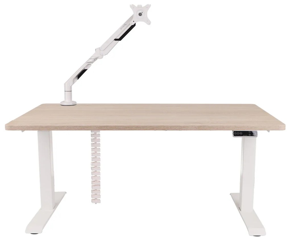 Grospol - Set: Psací stůl Alto 101 White + držák na monitor + kryt kabelu