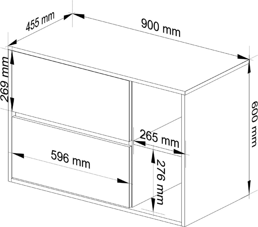 Závěsná skříňka pod umyvadlo VAMI 90 cm bílá/grafitová