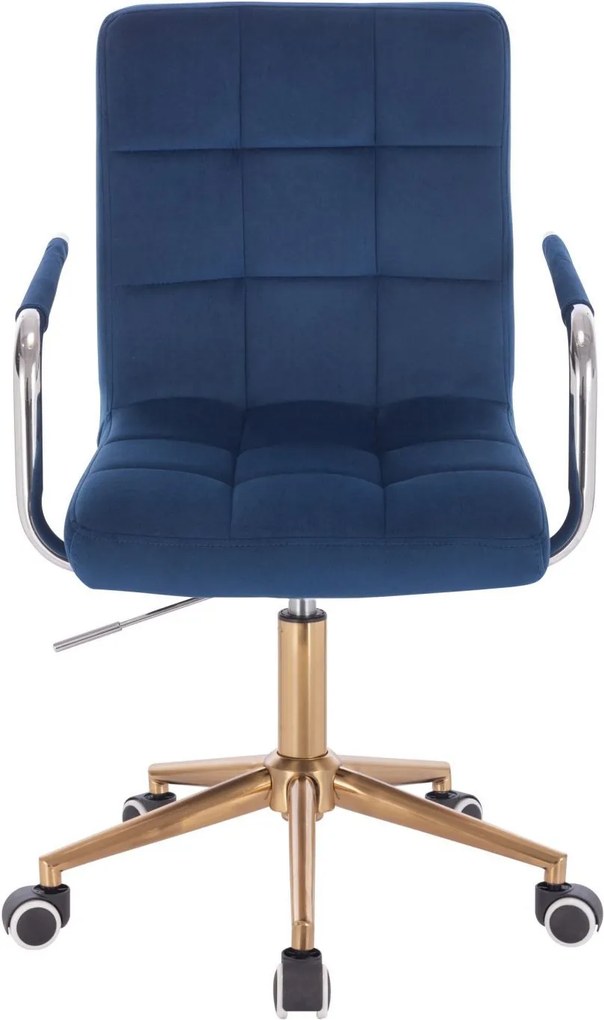 LuxuryForm DESIGN Otočná židle VERONA VELUR na zlaté podstavě s kolečky - modrá