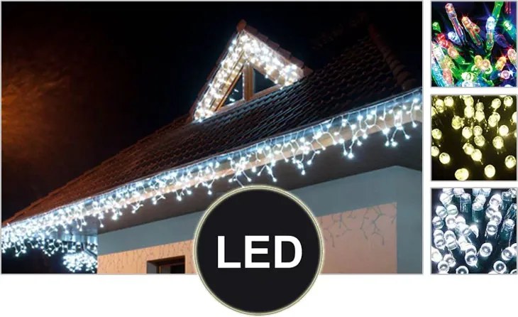 LED vánoční závěs do okna – déšť 2,5 metru - Modrá