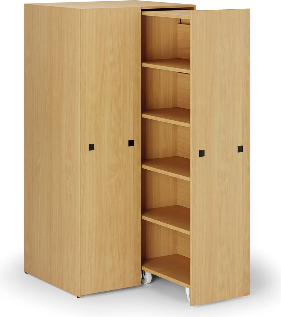 Velkokapacitní skříň s výsuvnými regály, 989 x 846 x 2000 mm, buk