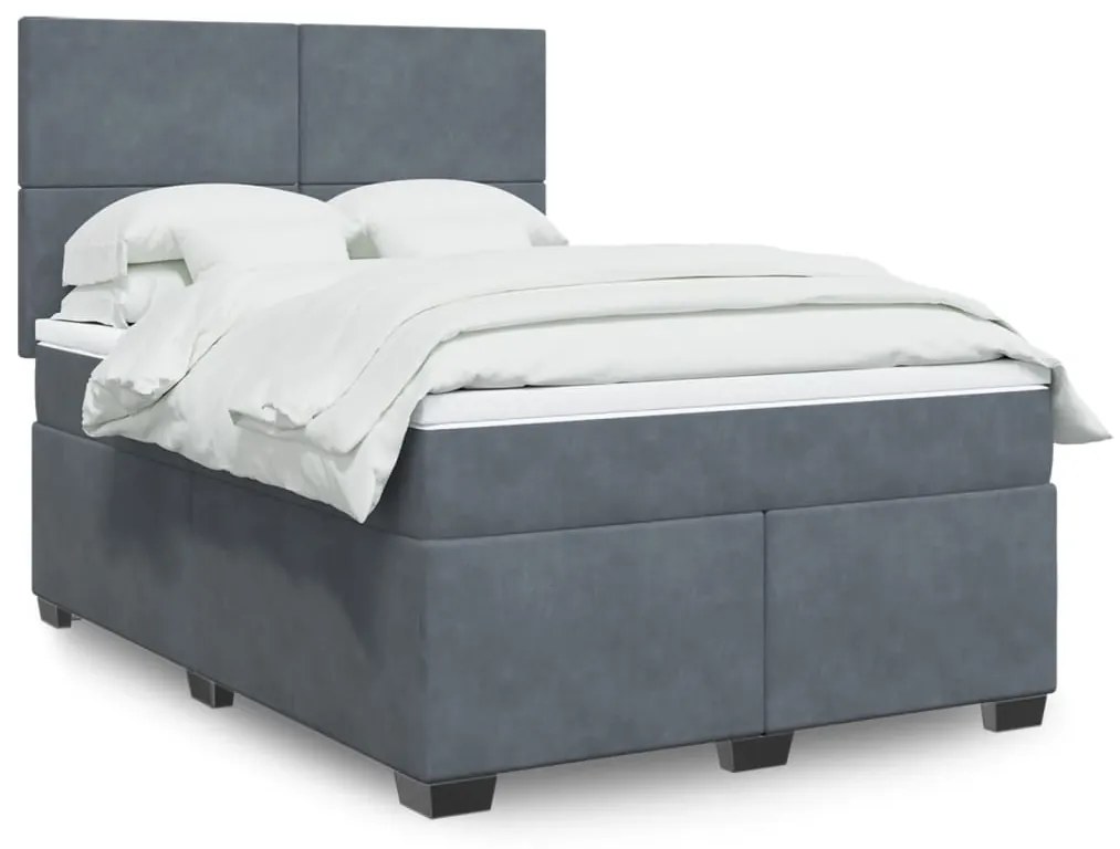 Box spring postel s matrací tmavě šedá 140x200 cm samet 3293225