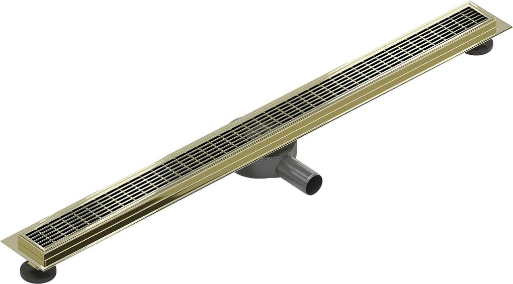 Mexen Flat 360°, nerezový sprchový žlab vzor M33 80 cm, zlatá lesklá, 1533080-40