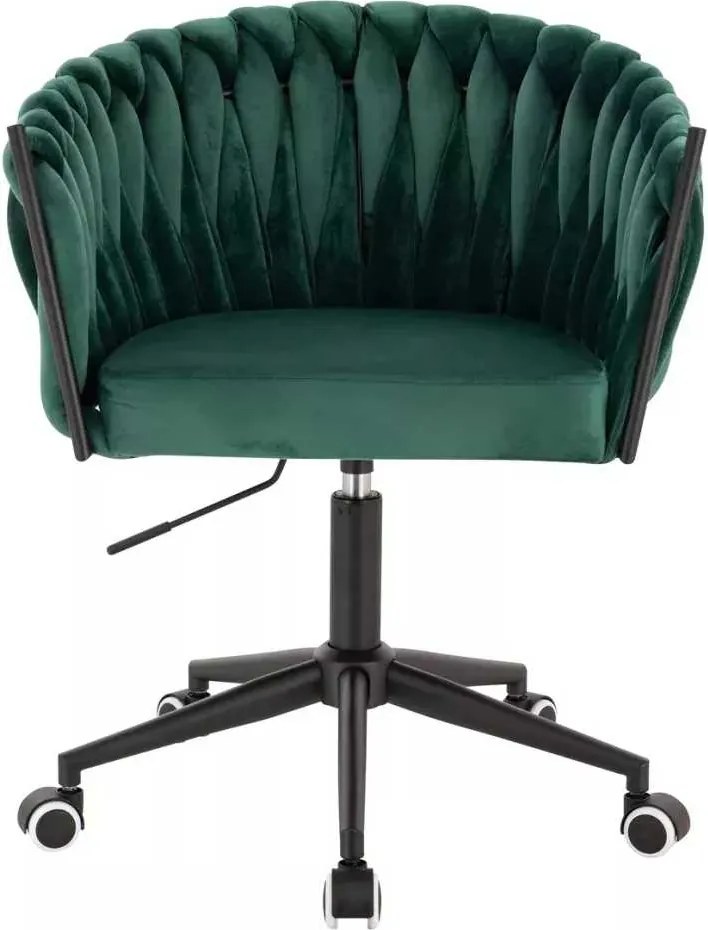 LuxuryForm DESIGN Otočná židle NORDEN VELUR na černé podstavě s kolečky - zelená