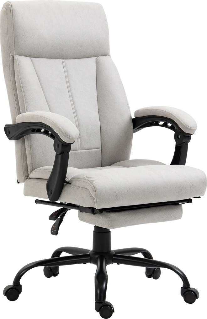Kancelářská židle Vinsetto s masážní funkcí, ergonomická manažerská židle s výškově nastavitelnou opěrkou nohou, světle šedá pro kancelář a domácí ka…