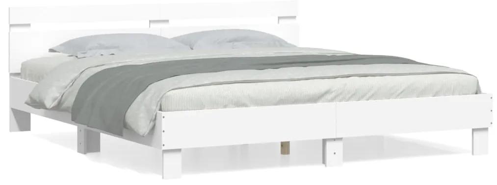 vidaXL Rám postele s čelem bílý 200 x 200 cm kompozitní dřevo