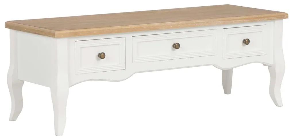 TV stolek Nandra - borové dřevo + MDF - 100x35x35 cm | bílo-hnědý