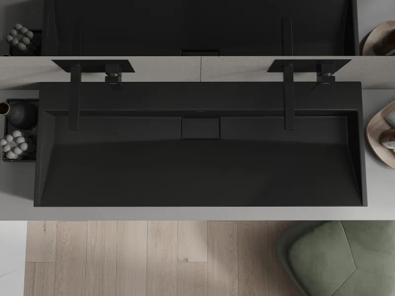 Mexen Ava, umyvadlo na desku z konglomerátu B/O 120 x 46 cm, černá matná, 23011270