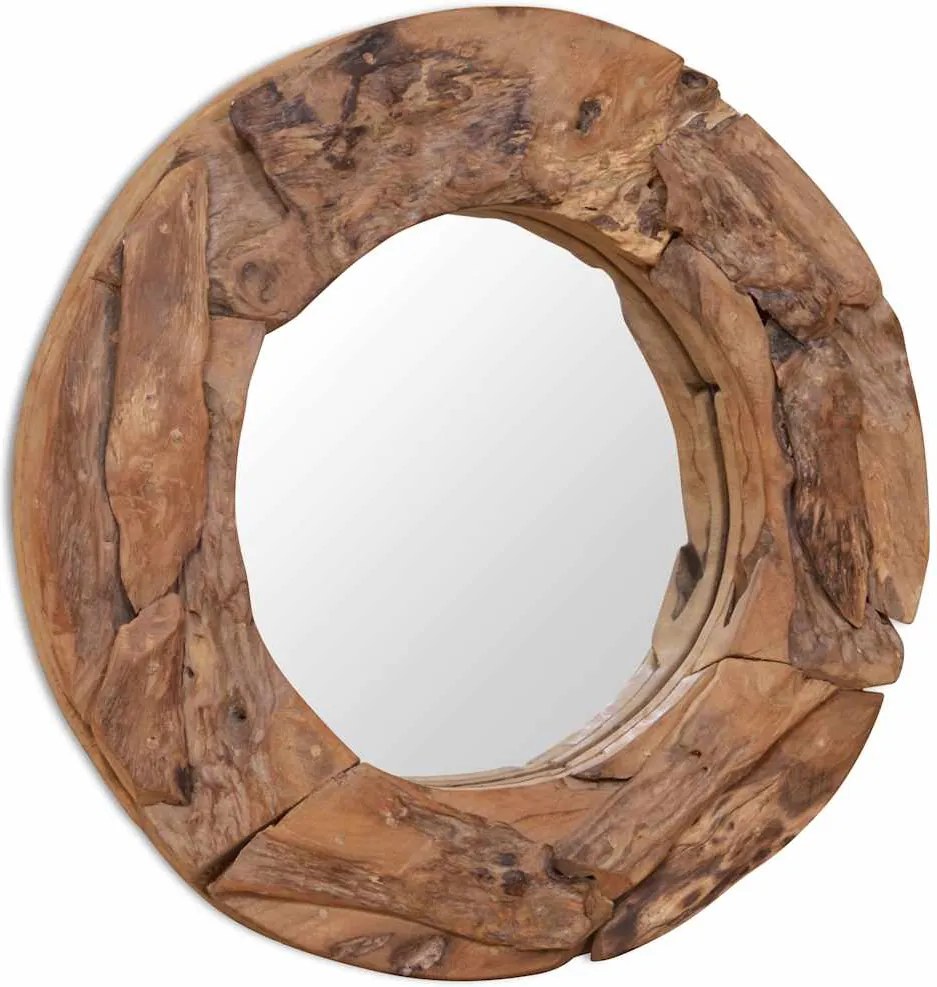 Dekorativní zrcadlo teak 60 cm kulaté 244560
