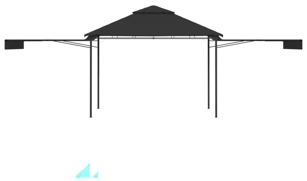 vidaXL Marketos Altán se dvěma extra stříškami 3x3x2,75 m antracitový 180 g/m²