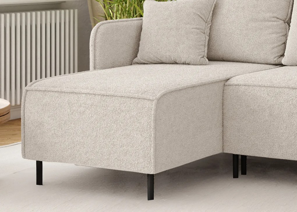 Rozkládací rohová sedačka FLUFFY - černá