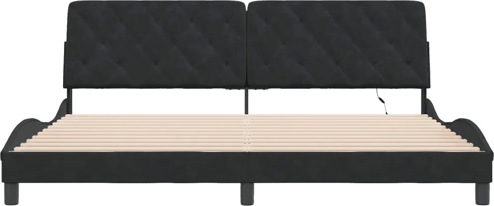 Rám postele s LED bez matrace černý 200 x 200 cm samet 3213875