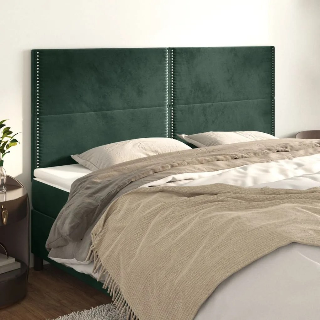 Čelo postele tmavě zelené 200x5x118/128 cm sametové 3116261