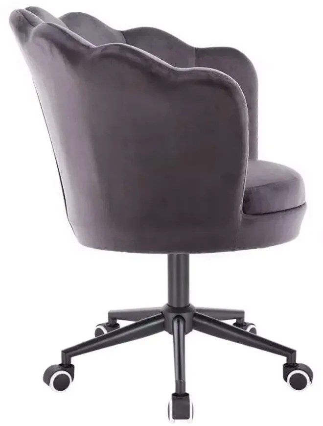 LuxuryForm DESIGN Otočné křeslo FREY VELUR na černé podstavě s kolečky - tmavě šedé