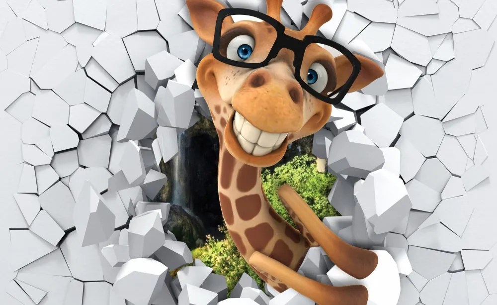 Fototapeta Smějící Se Žirafa S Brýlemi Hladký vinyl 254x184