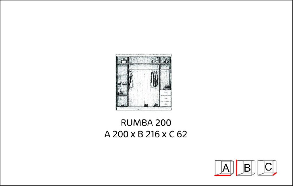 Arkos meble Skříň Rumba 200 Barva: Bílá/Šedý lak