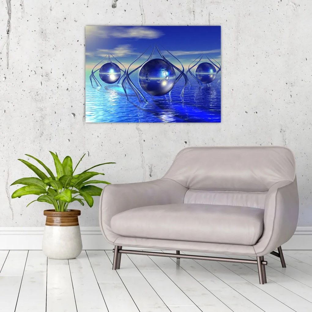 Skleněný obraz abstrakce - voda (70x50 cm)