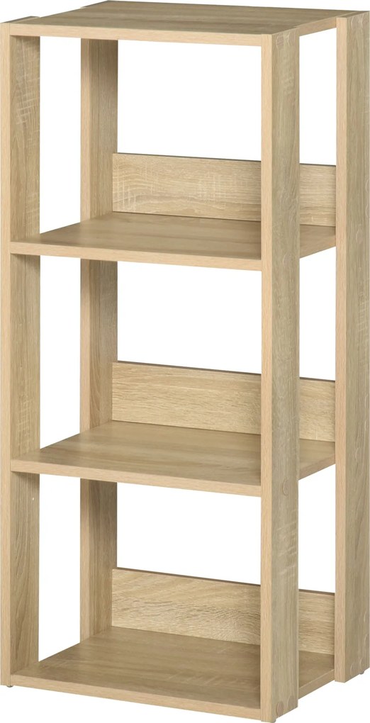 HOMCOM Dřevěná nástěnná knihovna se 3 policemi, proti převrhnutí, protiskluzové nohy, 40x29,2x87,9cm | Aosom