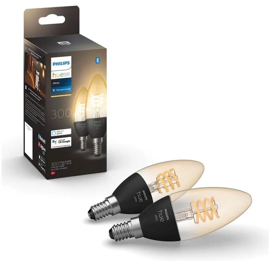 SADA 2x LED Stmívatelná žárovka Philips Hue WHITE FILAMENT E14/4,5W/230V 2100K 871951430221100