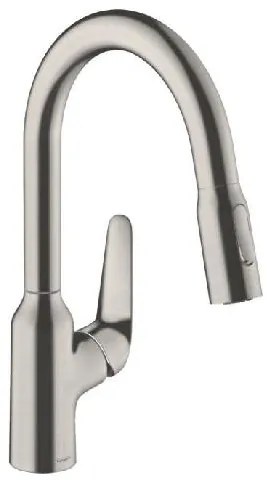 Hansgrohe Focus M42 - Dřezová baterie M429-H180 s výsuvnou sprškou, vzhled nerezu 71801800