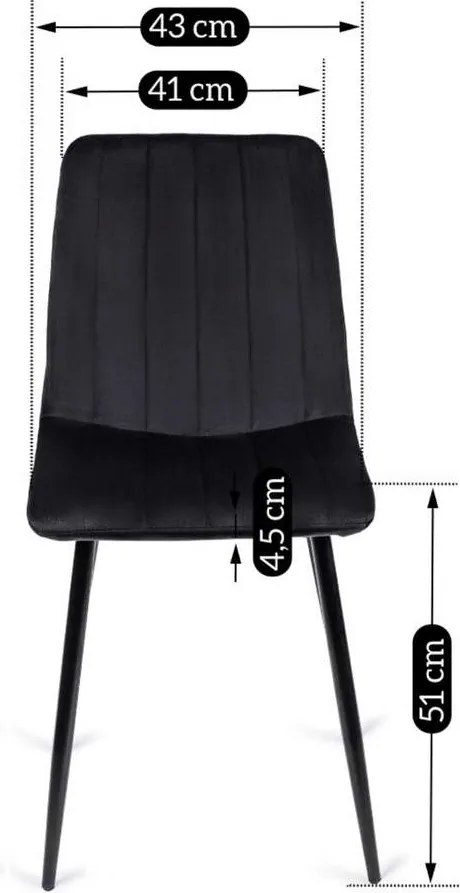 Jídelní židle Vabo Velvet, černá