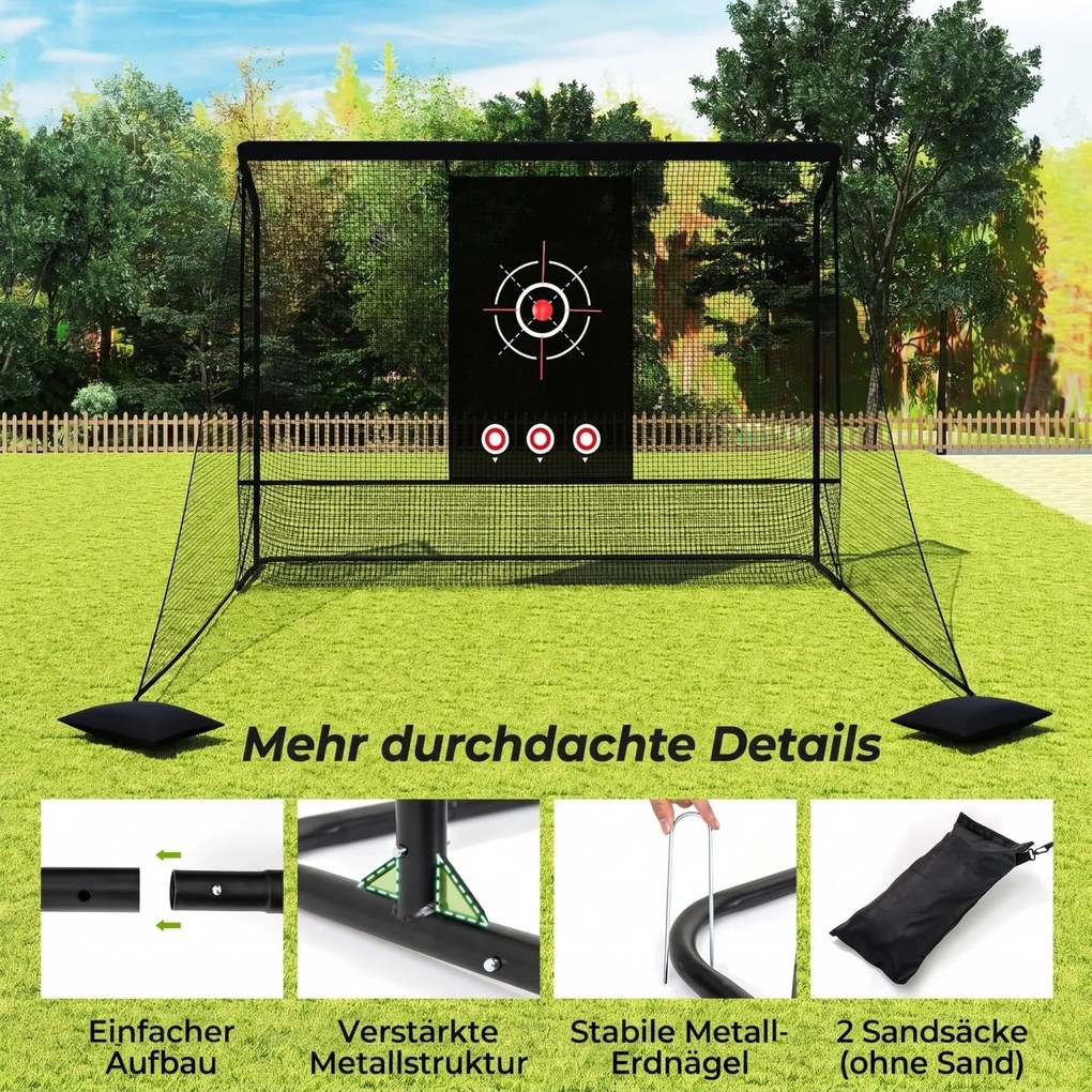 Costway Golfová síť Golfová tréninková síť s terčem, skládacími bočními díly