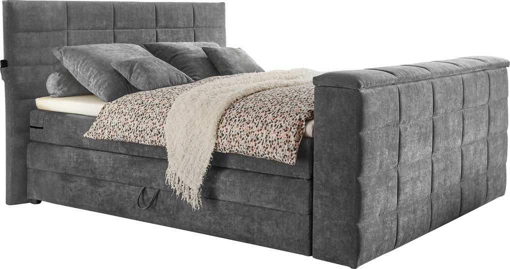 XXXLutz POSTEL BOXSPRING, 180/200 cm, tmavě šedá Carryhome - Postele s úložným prostorem - 002220044504