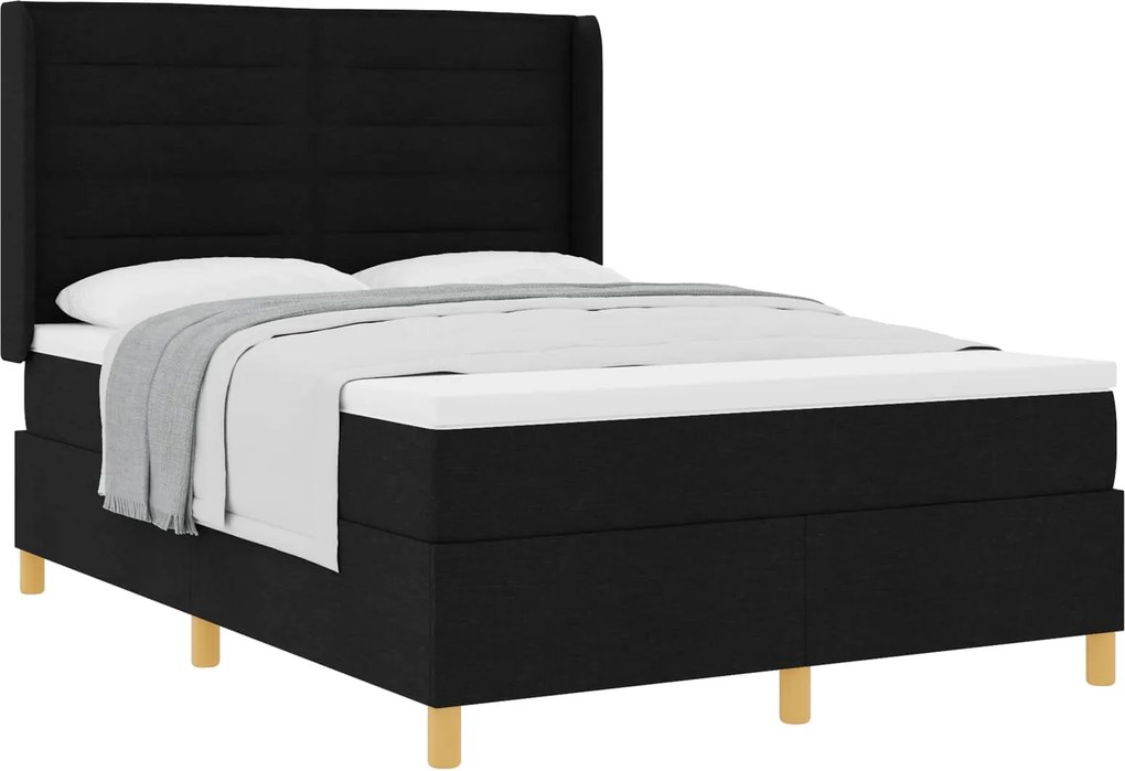 Postel s boxspringem s matrací s čelo Černá 140 x 200 cm textil 3341772