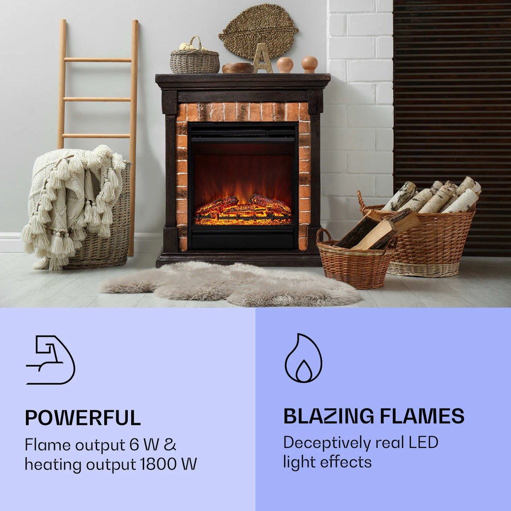 Klarstein Beerenberg, elektrický krb, 1800 W, 10-30 °C, dálkové ovládání