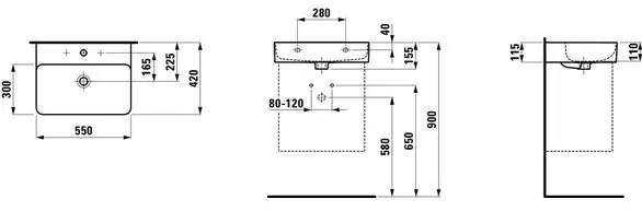 Laufen Umyvadlo 55 cm, bílá matná H8102827571041