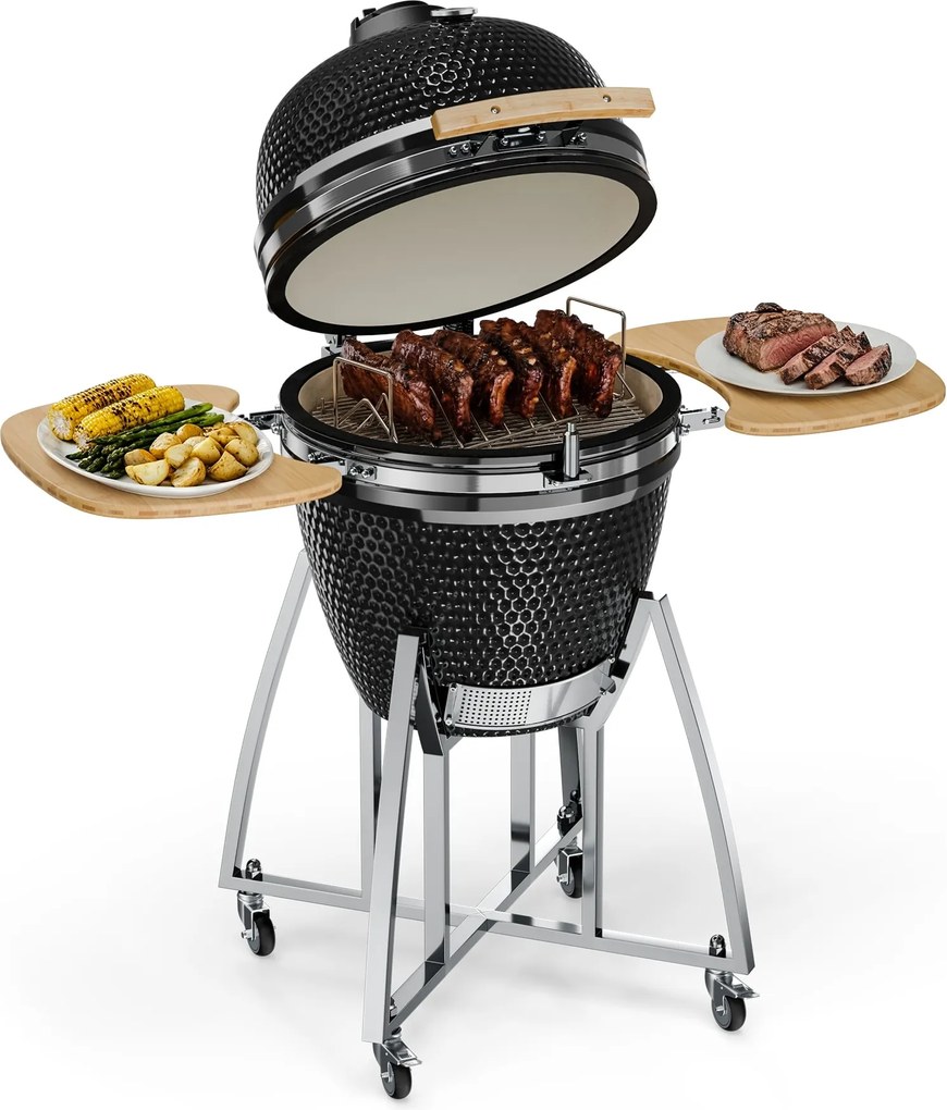 Klarstein Kingsize, kamado gril, keramický, 21", uzení, pomalé pečení, nerezavějící ocel