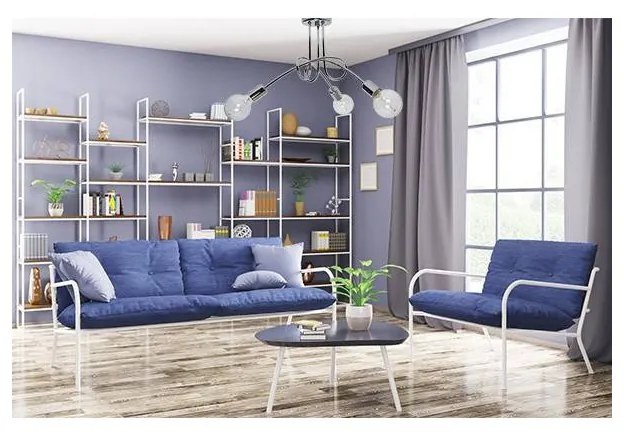 Stropní svítidlo Edison 3, chromové tělo svítidla