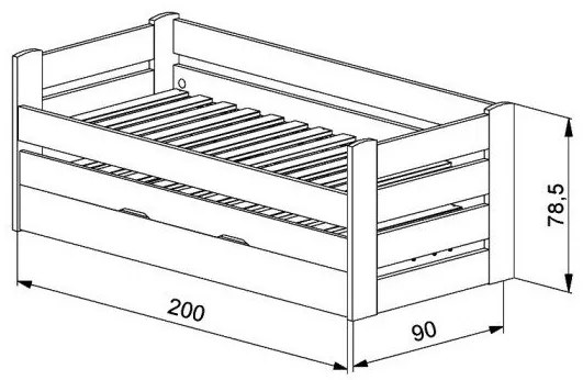 MRAVA, s.r.o. Jednolůžková postel s přistýlkou VARIO ROZMĚR: 90 x 200 cm