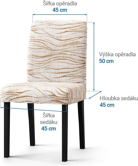 Bielastické potahy UNIVERSO NOVÉ žíhané béžové židle s opěradlem 2 ks 45 x 45 x 50 cm