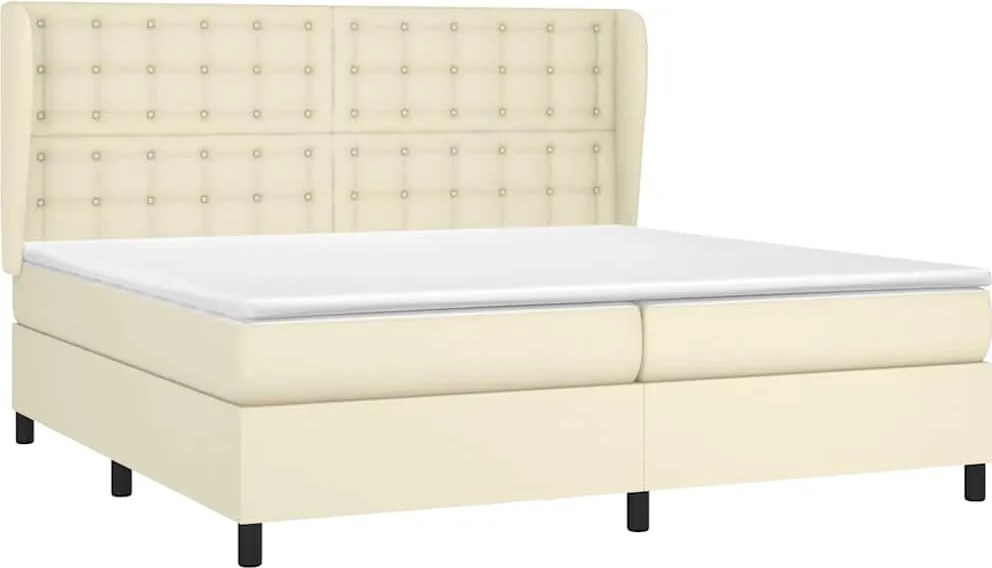 Box spring postel s matrací krémová 200x200 cm umělá kůže 3129053