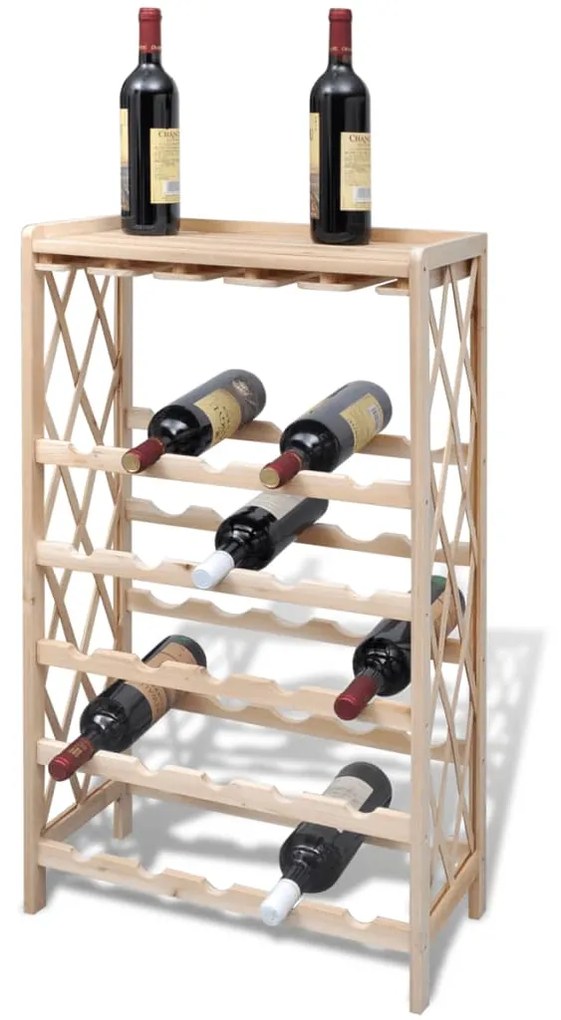 241068 vidaXL Stojan na víno na 25 lahví masivní jedlové dřevo