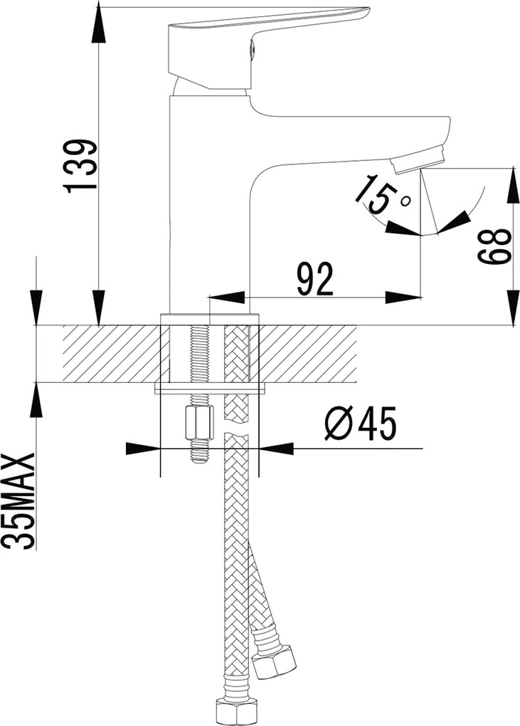 Sapho Small umyvadlová baterie bez výpusti 139 mm chrom SM06